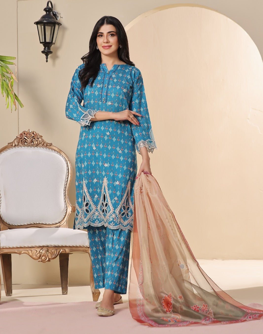 Dressline Emb Lawn-3PC – Mirari By Dawood Designers